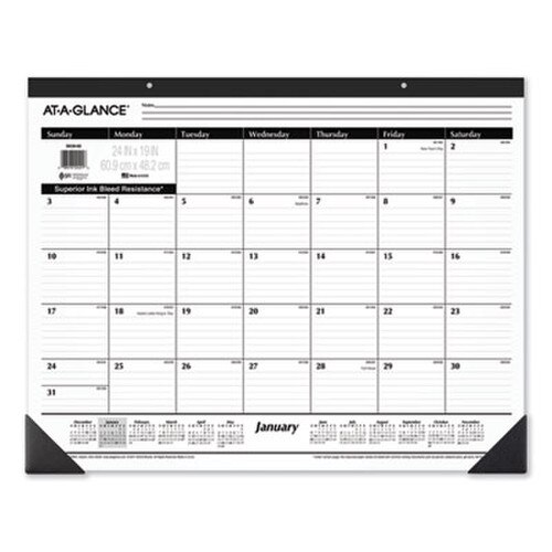 AT-A-GLANCE® Ruled Desk Pad, 24 x 19, White Sheets, Black Binding ...