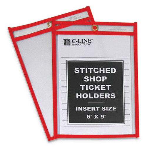 C-Line® Stitched Shop Ticket Holders, Top Load, Super Heavy, Clear, 6 ...