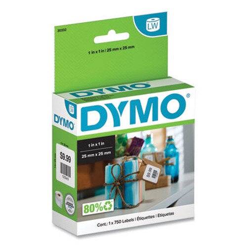 DYMO® LabelWriter Multipurpose Labels, 1" x 1", White, 750 Labels/Roll ...