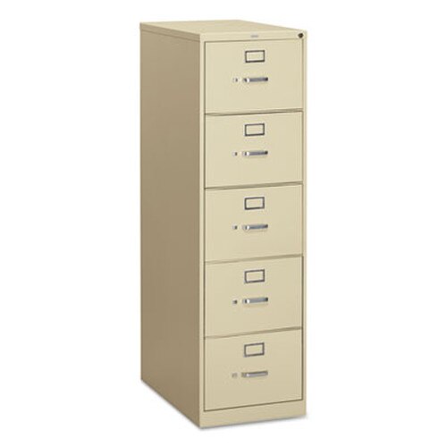 HON® 310 Series Vertical File, 5 Legal-Size File Drawers, Putty, 18.25 ...