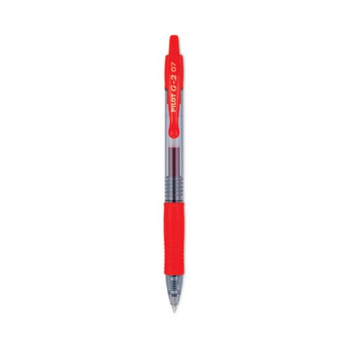 Pilot® G2 Premium Gel Pen, Retractable, Fine 0.7 mm, Red Ink, Smoke/Red ...