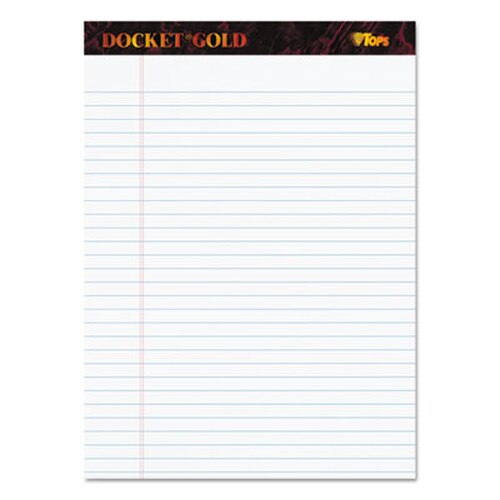 TOPS™ Docket Gold Ruled Perforated Pads, Wide/Legal Rule, 50 White 8.5 ...